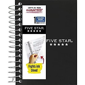Five Star Fat Lil' Spiral Notebook, College Ruled Paper, 5-1/2" x 3-1/2", 200 Sheets, Color Will Vary (45388)