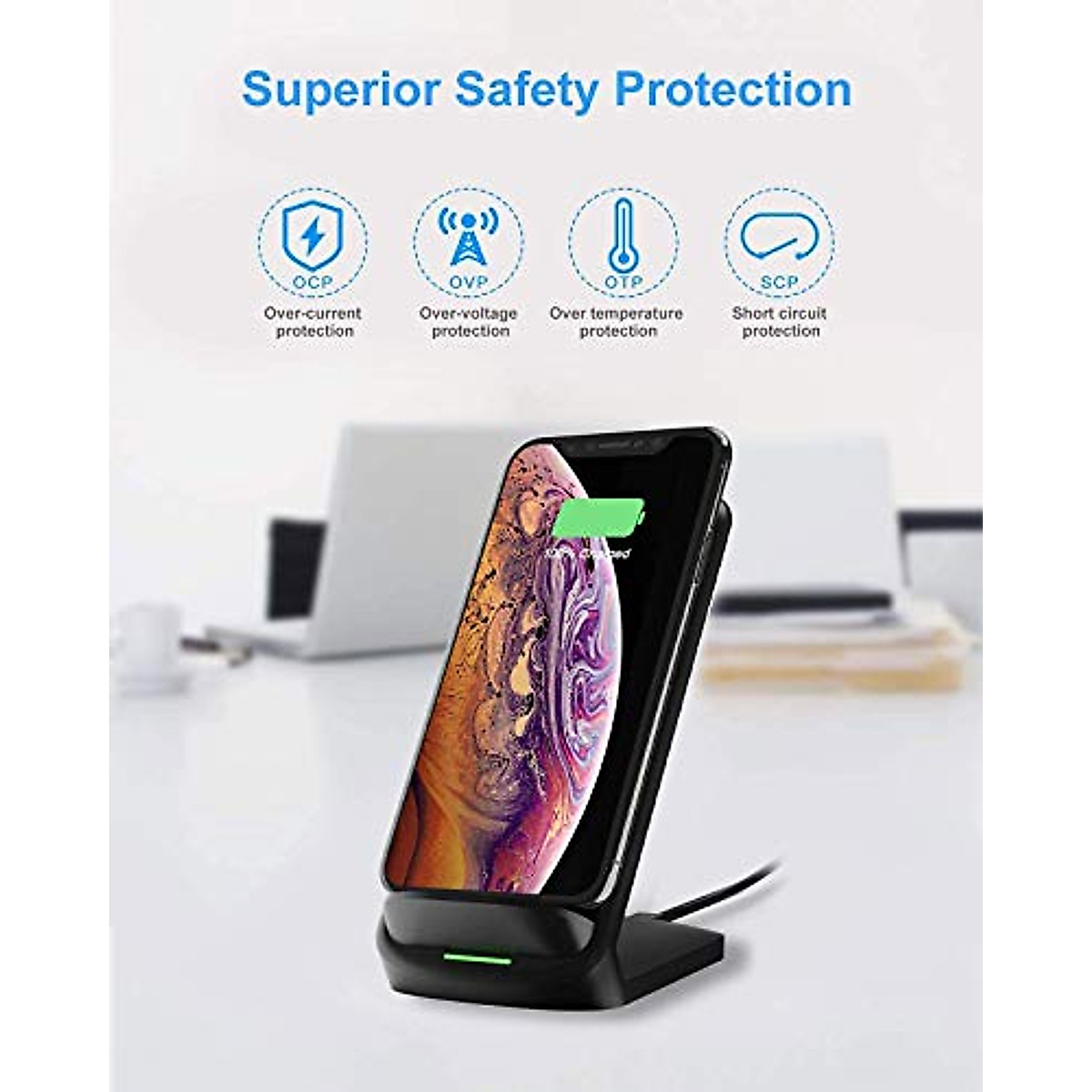 NANAMI Upgraded Fast Wireless Charger,Qi-Certified Wireless Charging Stand Compatible Samsung Galaxy S23/S22/S21/S20/S10/S9 S8/Note 20 Ultra/10/9 & Qi Phone Charger for iPhone 14/13/12/SE/11/XR/XS/X/8