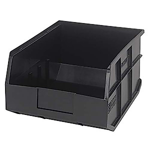 Quantum Storage K-SSB445BK-3 3-Pack Stackable Plastic Shelf Bin, 14" x 11" x 7", Black