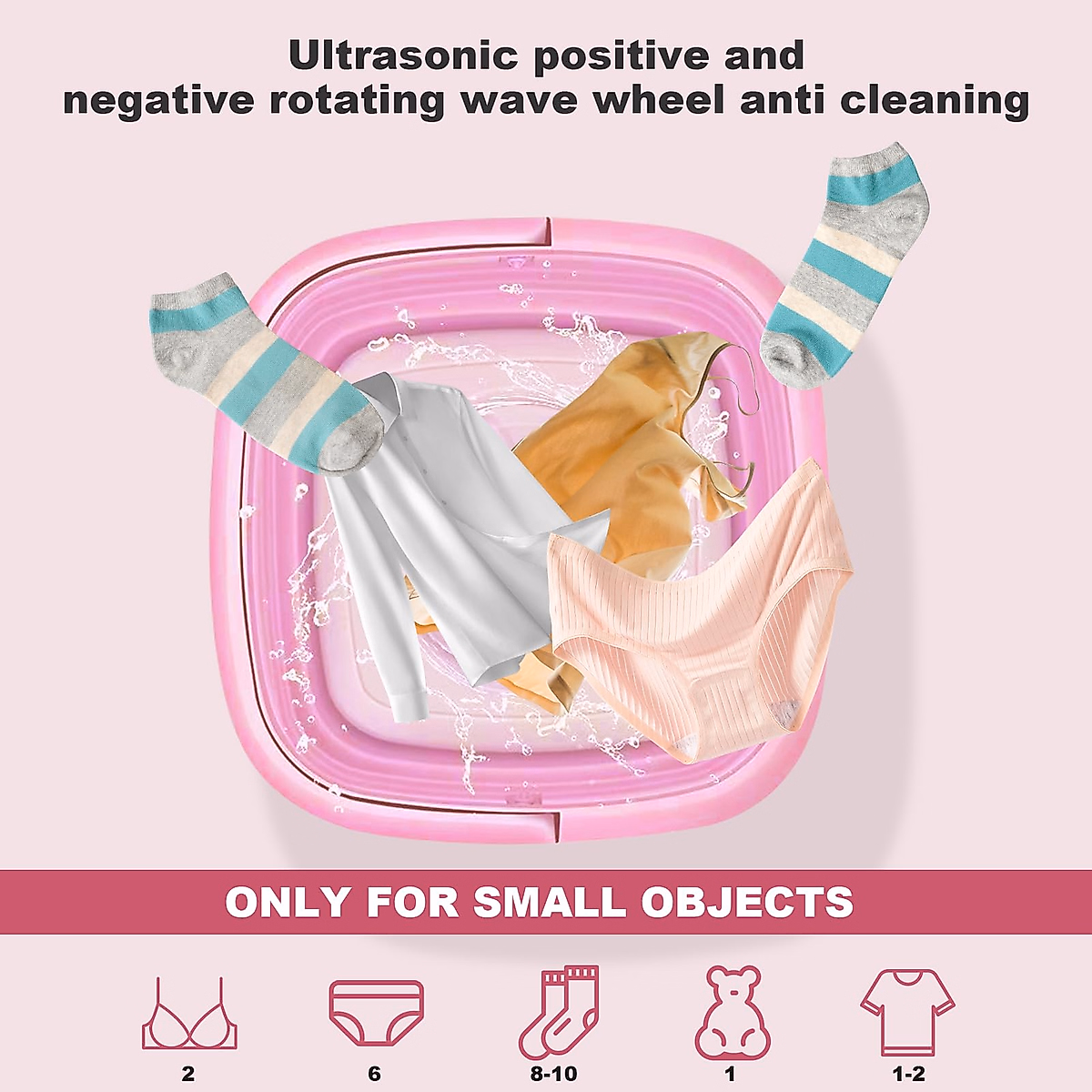 Portable Washing Machine, Mini Foldable Washer and Spin Dryer Small Foldable Bucket Washer, 3 Modes Deep Cleaning Half Automatic Wash and Dump Washer(Pink)