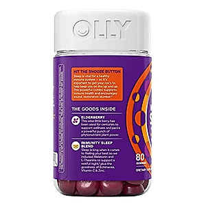 Olly Immunity Sleep Gummy, Melatonin, Elderberry, Echinacea, Zinc and Vitamin C, Sleep Aid (80 Gummies)