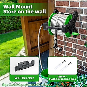 SPECILITE Wall Mount Garden Water Hose Reel with 75ft 304 Stainless Steel Metal Pipe and Nozzle for Outside, Yard, Patio,Space-Saving Design, Easy Storage, Green