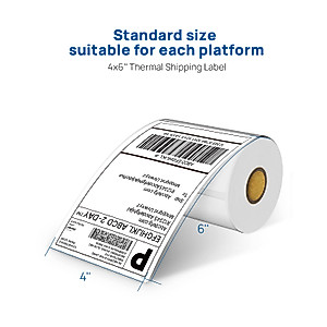 4"x6" Direct Thermal Shipping Label Compatible with Zebra, JADENS, iDPRT SP410, POLONO Perforated Postage Label Paper for MUNBYN, Rollo, Jiose, Permanent Adhesive, Commercial Grade, 200 Labels/Roll