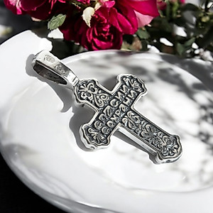 925 Sterling Silver Small Orthodox Cross Necklace for Men Women - Dainty Jesus Christ Crucifix Pendant - Christian Religious Jewelry Gifts for Women Men - Handmade