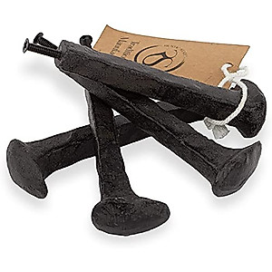 Rustic State Ray Screw in Wall Mount Cast Iron Hooks Coat Towel Bag Hat Hanger Multiuse Entryway Railroad Spike Rack Black Set of 4