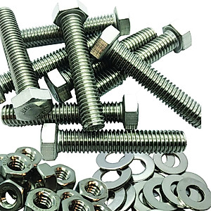 1/2" -13 x 4. 304-STAINLESS Steel Bolts, Nuts & WASHERS - 18-8 HEX Head Bolt - 304 Grade. General Purpose - Bolts + Nuts + Washers - 1/2 in x 4 in (5)