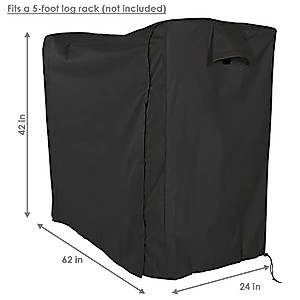 Sunnydaze 5-Foot Firewood Log Rack Cover - Weather-Resistant Outdoor Heavy-Duty Wood Polyester Fabric Storage Cover with PVC Backing - Black