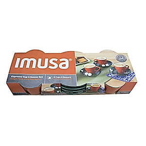 IMUSA USA 8 Piece 3oz Colorful Espresso Cups with Saucers (Green, Orange)