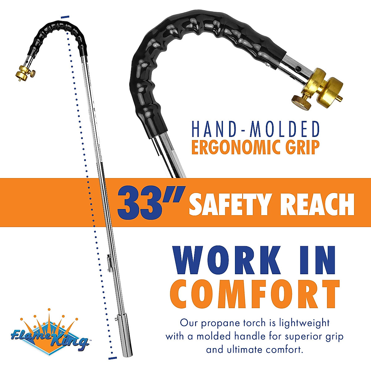 Flame King Propane Torch Weed Burner, 24000 BTU + Empty Refillable 1LB Empty Propane Cylinder Tank - Reusable - Safe and Legal Refill Option - DOT Compliant - 16.4 oz, Green