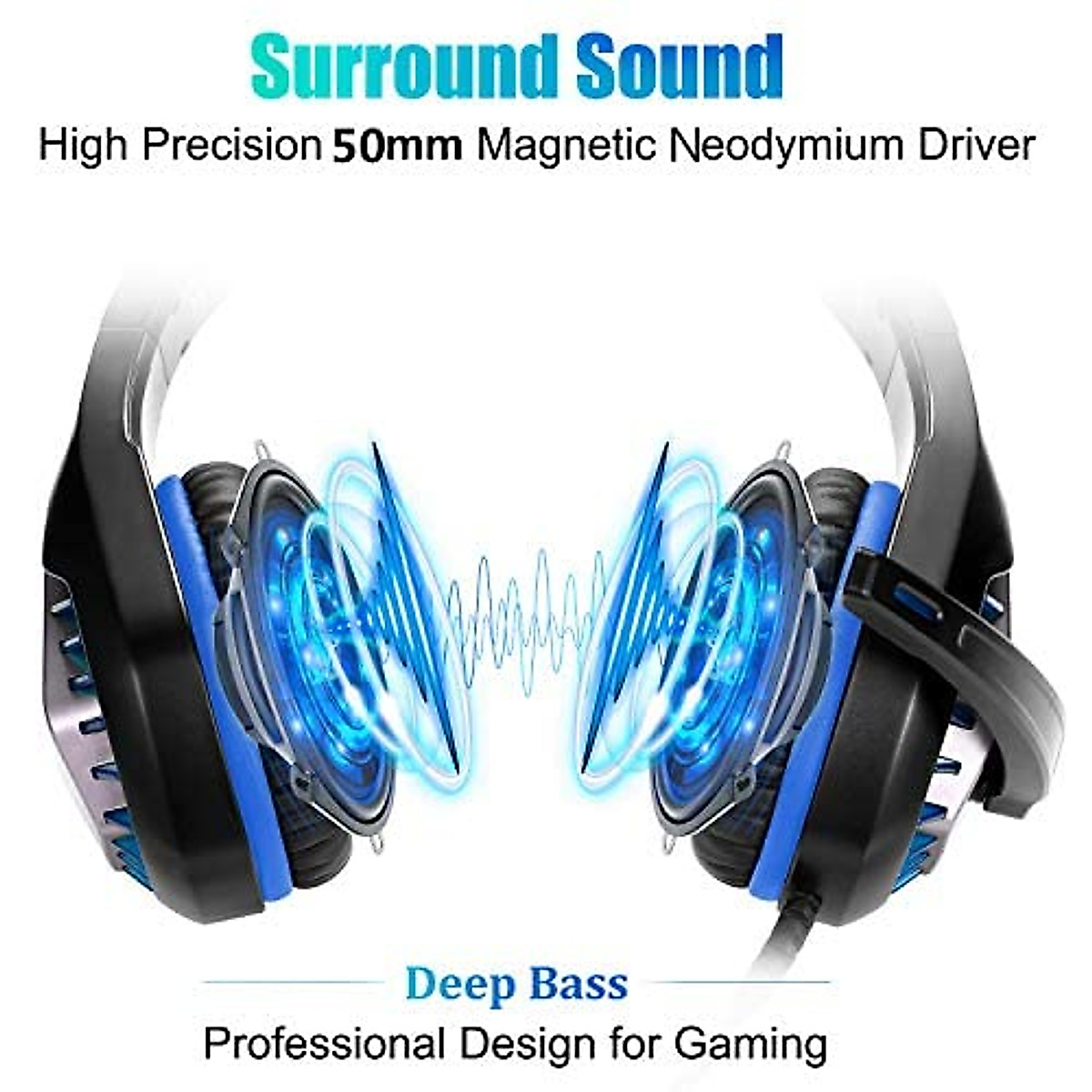 Headsets for Xbox One, PS4, PC, Nintendo Switch, Mac, Gaming Headset with Stereo Surround Sound, Over Ear Gaming Headphones with Noise Canceling Mic, LED Light (Headsets Black)