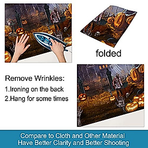 Halloween Backdrop, Halloween Ghost Castle Pumpkin Photo Backdrops for Photography 7x5ft, Halloween Night Castle Back Drops Background for Pictures Halloween Party Decorations Banner Booth Props