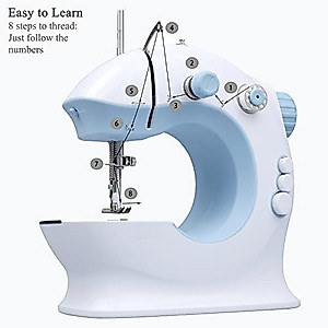 Mini Sewing Machines for Kids and Beginners, Portable and Lightweight, 2 Speeds Double Thread, MARIG FHSM-213