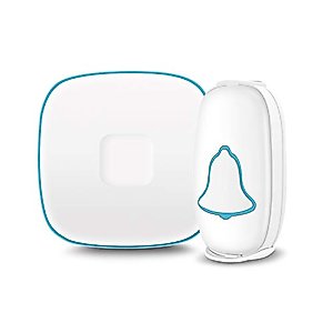 BO YING Wireless Doorbell, Bo Ying Waterproof Door Bell with 38 Melodies and Led Flash, Easy Install, 1000-Foot Range,1 Push Button & 1 Receiver, White
