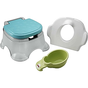 Fisher-Price Toddler Toilet Royal Stepstool Potty Training Seat with Music plus Removable Ring and Bowl, Blue