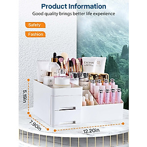 BREIS Makeup Organizer for Vanity, Large Skincare Organizers with Drawers, Make Up Organizers and Storage for Lipstick Cosmetics Makeup Brushes Lotions Perfumes Eyeshadow