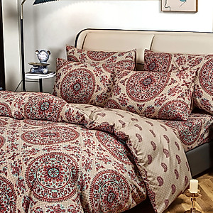 Tache Duvet Cover King Size Paisley Bohemian Boho Chic Medallion Mandala Boteh Reversible Duvet Cover, King