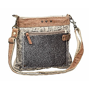 Myra Bag Hide & Floral Upcycled Canvas Crossbody Bag S-1202