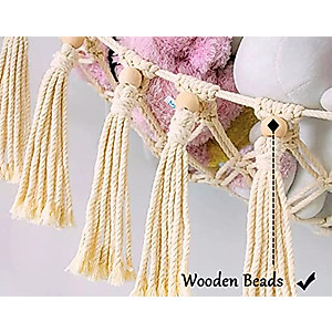 IYOG Stuffed Animal Net or Hammock (41inx41inx52in) - Corner Net for Stuffed Animals for Wall - Stuffed Animal Storage - Toy Hammock -Stuffed Animal Hammock (Cream) Hardware Included