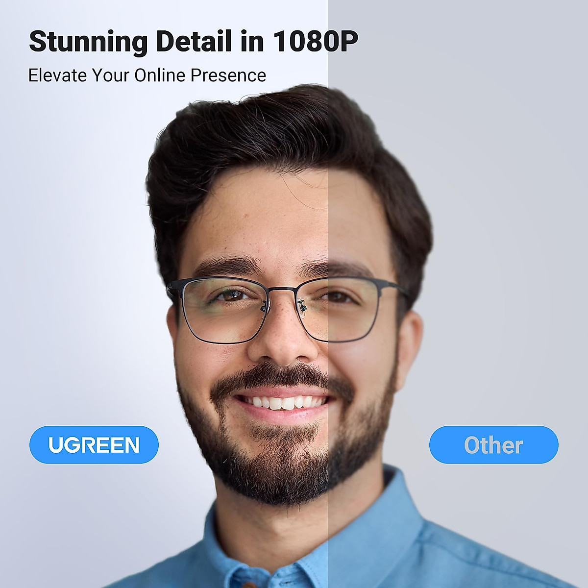 UGREEN 1080P Webcam with Microphone, Full HD USB Web Camera, Adjustable FOV, Noise-Canceling, Plug and Play, Auto Light Correction, Video Webcam for Streaming/Conferencing, Zoom/Skype/YouTube, Desktop