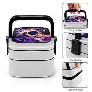 Big Bang Solar System Planet Lunch Box Adult Double Layer Bento Box Leak Proof Travel Containers with Spoon for Hot Food Office