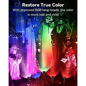 FabStyl Solar Spot Lights Outdoor, Solar Landscape Lights Color Changing LED Lights Waterproof IP65 Solar Spotlights Outdoor Wall Lights for Yard Pool Garden Tree,Halloween, Christmas, 2 Pack