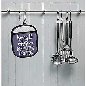 Oven Pads Pot Holder with Pocket for Teacher Trying to Earn Brownie Points Teacher Gift (Brownie Points)