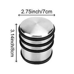 ZOENHOU 3 PCS 2.88 x 3.2 Inch Heavy Duty Door Stopper, 2.38 Lb No Drill Premium Stainless Steel Round Door Stops with Anti-Skid Silicone Treads, for Door Stopping