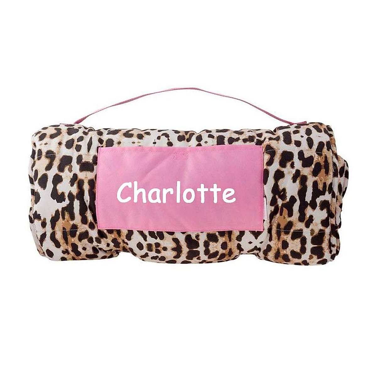 Personalized Stephen Joseph All Over Leopard Print with Pink Details Child Nap Mat with Custom Name