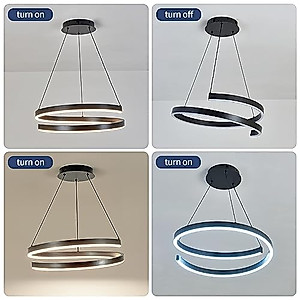 SHIKHO Modern LED Pendant Light Fixture Remote Control Dimmable 3000-6000K Black Chandelier Adjustable Hanging Light for Living Room Dining Room Kitchen Island Bedroom Foyer