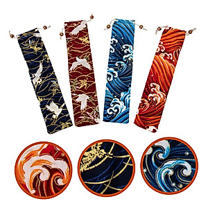 Cabilock 4pcs Drawstring Bag Pocket Wallet Straw Purse Folding Bracket Straw Carrying Bag Silk Drawstring Bag Utensil Holder Cutlery Bags Tableware Bag Japanese Style Tableware Bag Fabric