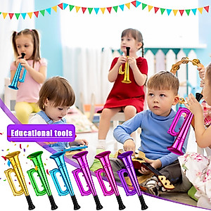 36 Pcs Plastic Trumpet Kids Noise Toys Play Metallic Trumpet Mini Shiny Blow Horn Trumpet Noise Makers Toy Plastic Colors Musical Instruments for New Year Birthday Graduation Party Favors, 6 Inch