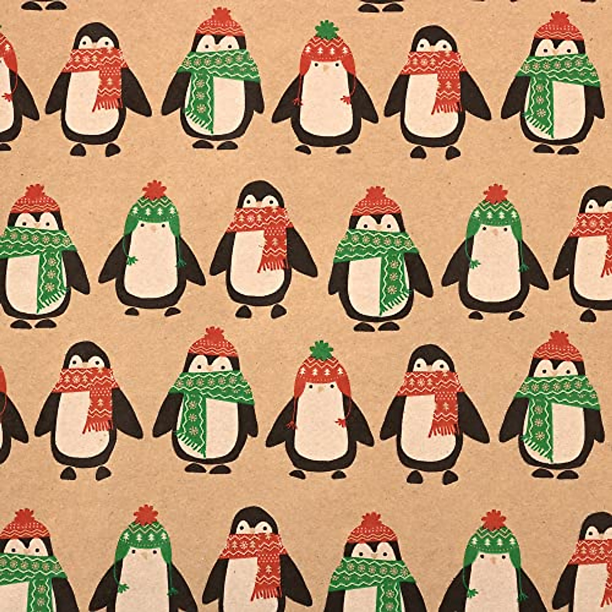 JAM Paper Assorted Gift Wrap - Christmas Kraft Wrapping Paper - 125 Sq Ft Total - Kraft Christmas Set - 5 Rolls/Pack