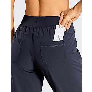 CRZ YOGA Women's Lightweight Workout Joggers 27.5" - Travel Casual Outdoor Running Athletic Track Hiking Pants with Pockets Navy XX-Small