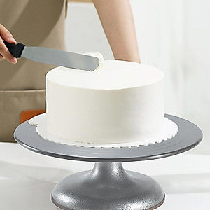 Suuker Aluminium Alloy Revolving Cake Stand,Professional 12 Inch Rotating Cake Turntable,Dessert Stand,Ideal Cake Decorating Supplies for Cake Decorations,Cupcakes and Pastries(Silver)