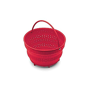 Fox Run Collapsible Silicone Steamer Basket Insert for Instant Pot, 6-Quart, Red