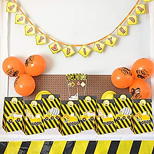 24 Pack Construction Party Bags with Thank You Stickers Construction Theme Party Supplies Candy Treat Bags Gift Bags for Construction Party Kids Boys Themed Party Supplies Decoration
