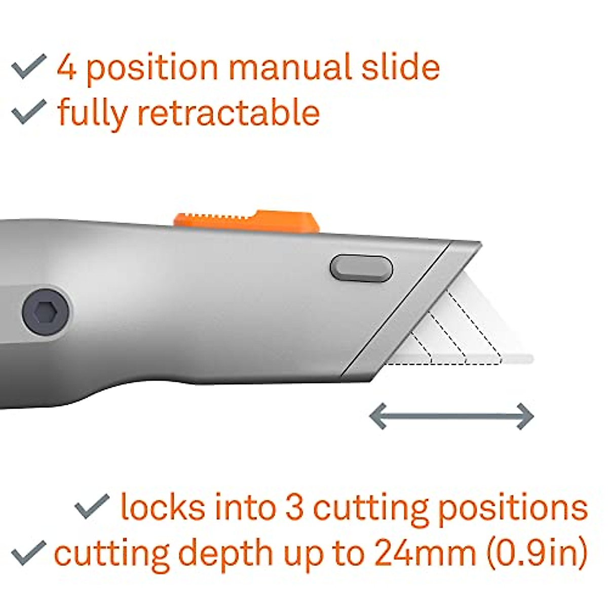 Slice Metal-Handle, 1 Utility Knife, Manual Blade Stays in Position