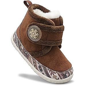 Scurtain Hard Bottom Baby Shoes Girl Winter Brown Boots Boy House Sock Shoes Fuzzy Winter Bedroom Slippers 16-24 Months