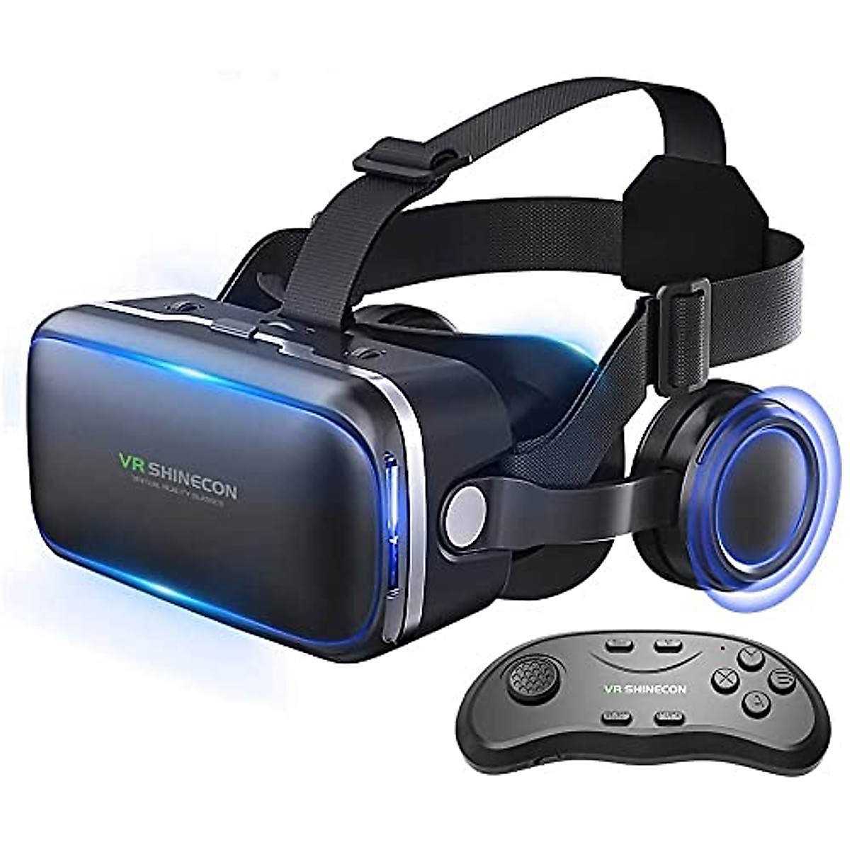 VR Headset with Remote Controller,HD 3D VR Glasses Virtual Reality Glasses for VR Games & 3D Movies, Virtual Reality Goggles for iPhone/Android Phone w/ 4.7-6in Screen | VR Glasses