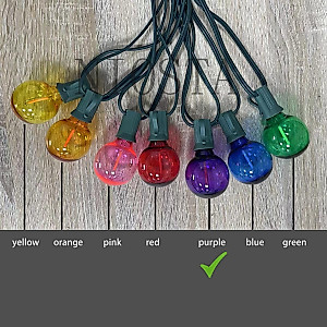 NIOSTA 25 Pack G40 LED Christmas Replacement Bulbs, Clear Purple Globe Light Bulbs for Outdoor String Lights, E12/C7 Candelabra Base, 0.7W LED Filament and Clear Shatterproof Plastic Material