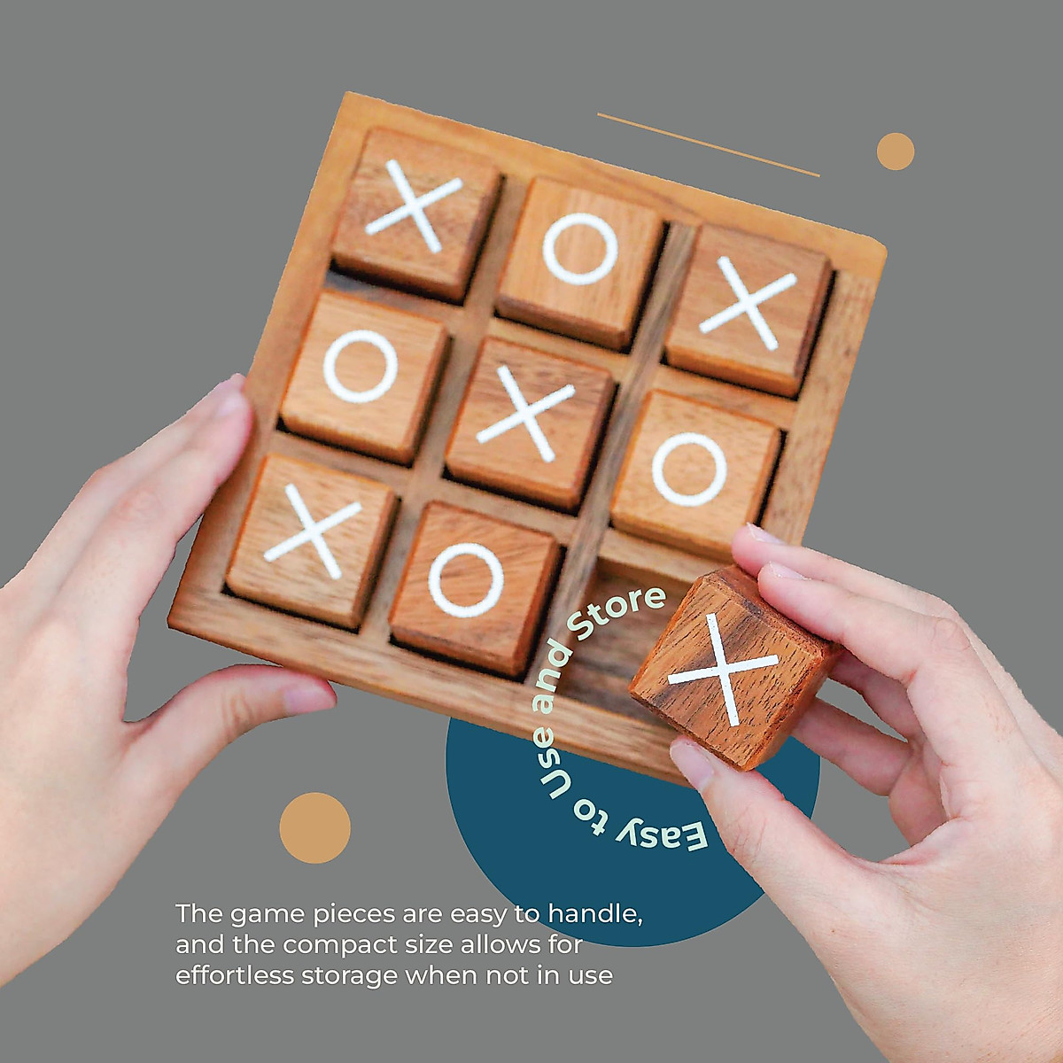 BSIRI Wooden XO Blocks (L) Tic Tac Toe Board Games - Ideal for Kids Games, Family Games and Game Night for Adults, Farmhouse Decor for Coffee Table Decor and Unique Gifts for All Occasion (5.5 Inch)