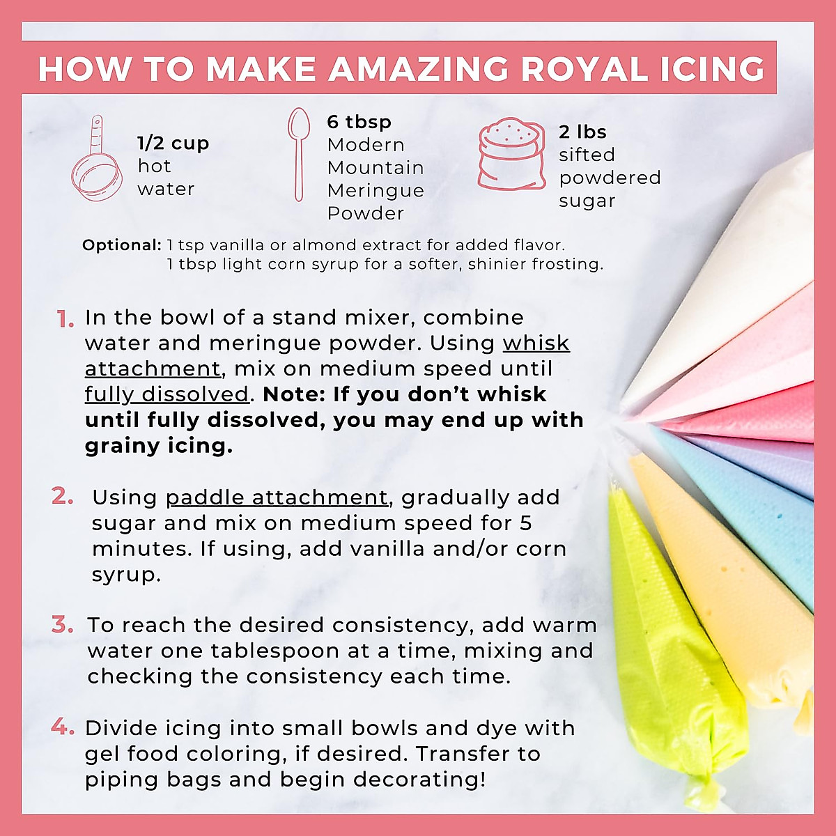 Meringue Powder (1 lb) For Royal Icing, Meringue Cookies, & Meringue for Pies - Perfect for Cookie Decorating - Create Incredible Royal Icing or Frosting for Sugar Cookies - Complete Mix - Non-GMO