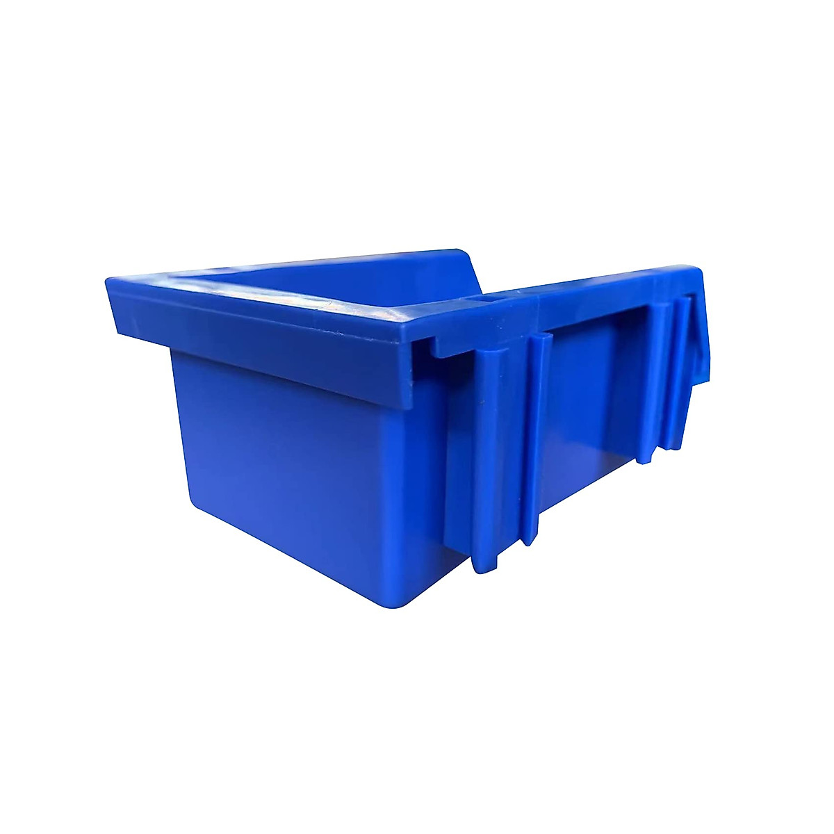 DJC Supply Heavy duty thermoplastic storage bin organizer, Stackable, Hangable, Side-connect (BLUE (8 PACK), SMALL 3.9" X 6.3" X 2.9")