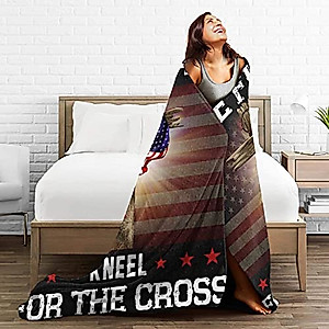 Gaotaju Flannel Fleece Blanket 80"X60" ，Stand for The Flag Kneel for The Cross Bed Throw Blanket Quality Ultra-Soft Travel Winter Blankets for Adult Keep Warm