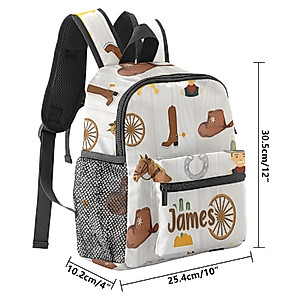 Grandkli Cowboy Personalized Kids Toddler Backpack for Boys Girls ,Custom Mini School Backpack Bags Kindergarten, Option , 10 in (L) x 4 in (W) x 12 in (H)