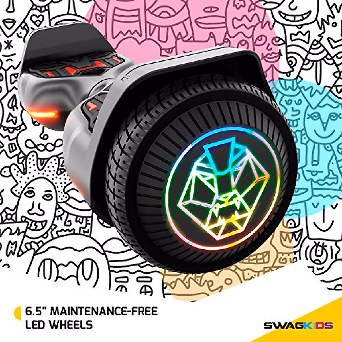 Swagtron Swagboard Twist 3 Self Balancing Hoverboard for Kids Multicolor LED Wheels and LiFePo Battery Technology, Pink