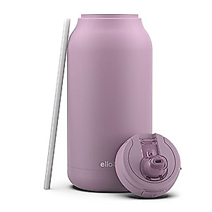 Ello Hydra 64oz Half Gallon Vacuum Insulated Stainless Steel Jug with Locking, Leak-Proof Lid and Soft Silicone Straw, Metal Reusable Water Bottle, Keeps Cold All Day, Mauve