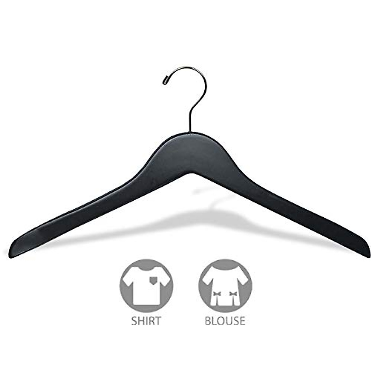 Matte Black Finish Wood Top Hanger with Chrome Hardware in 17" Length X 7/16" Thick, Box of 100