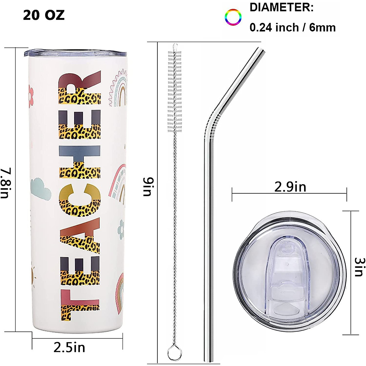 Teacher Appreciation Gifts-Teacher Gifts for Women Men -Teacher Tumbler Gifts - End Of Year Teacher Gifts - Teacher Gifts From Student-Big Heart To Shape Little Minds - 20oz Teacher Tumbler Cup