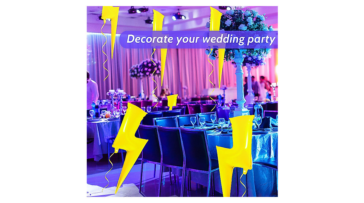 Yellow Lightning Bolt Balloons - Large Foil Party Decorations